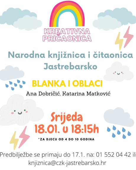 Kreativna pričaonica – „Blanka i oblaci” - Centar za kulturu Jastrebarsko